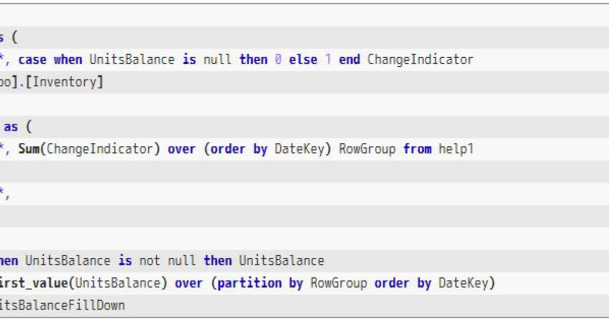Fill down table in T-SQL (last-non-empty value) | ORAYLIS Fill down table in T-SQL (last-non-empty value) | ORAYLIS